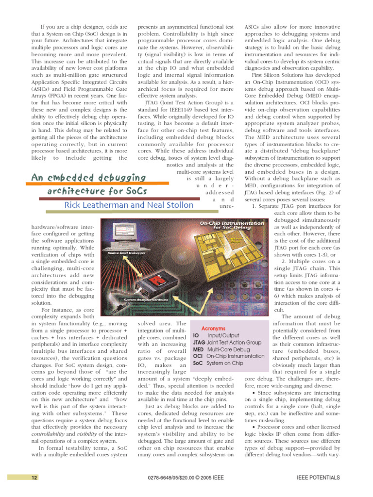 An Embedding Debugging Architecture For SOCs | PDF | System On A Chip | Multi Core Processor