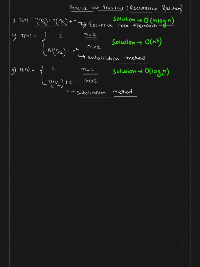 17 - Practice Set - Substitution and Recursive Tree Approach | PDF