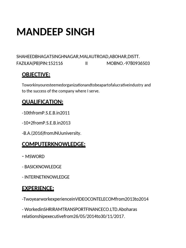 Mandeep Singh C.V | PDF