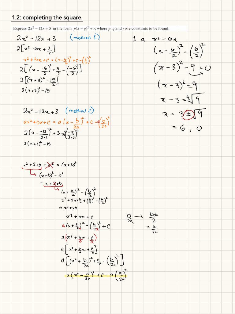 1.2 Completing The Square | PDF