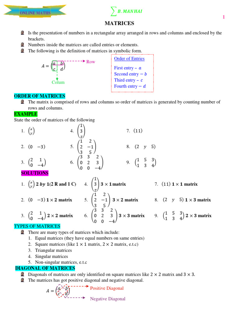 Matrices Module o Level | PDF | Matrix (Mathematics) | Determinant
