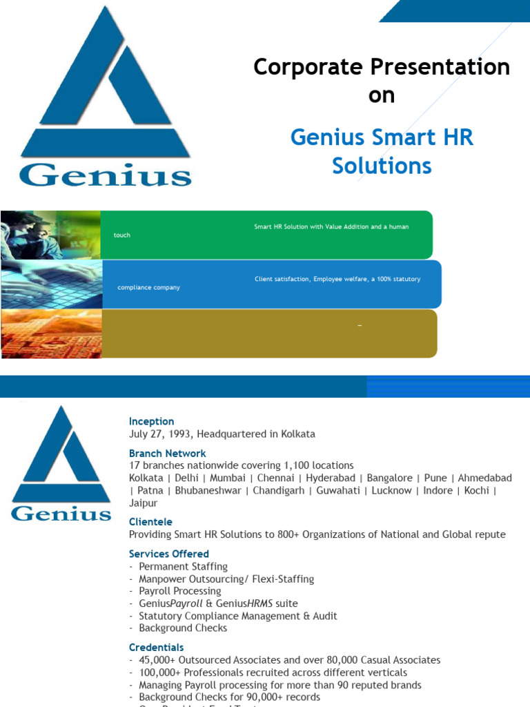 Genius Smart HR Solutions Overview | PDF | Employment | Payroll