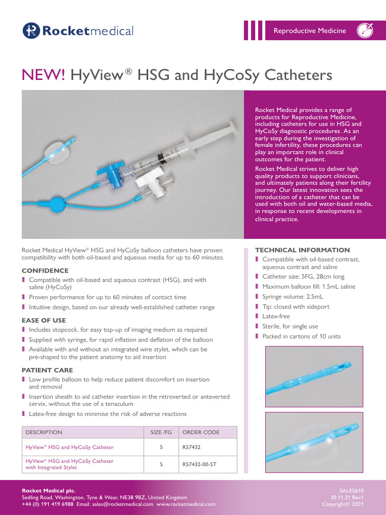 SALES610 - Rev1 Datasheet - HyView - EN | PDF | Catheter | Syringe