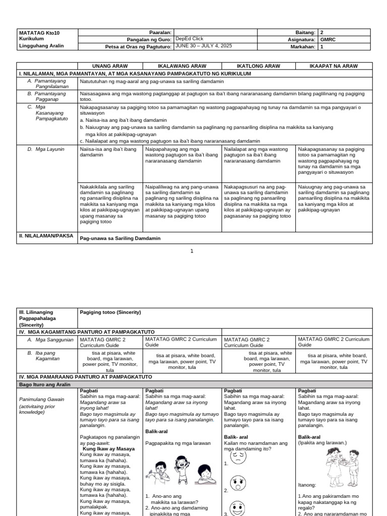 GMRC - DLL 2 - Q1 - W3 | PDF