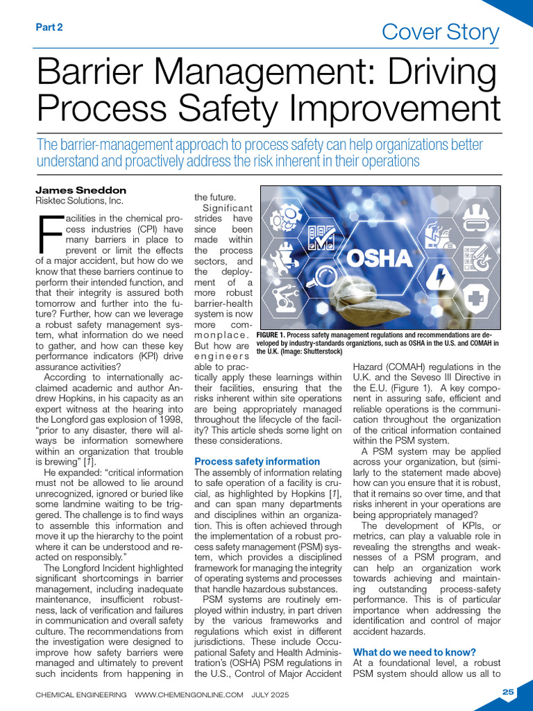 Barrier Management for Process Safety | PDF | Safety