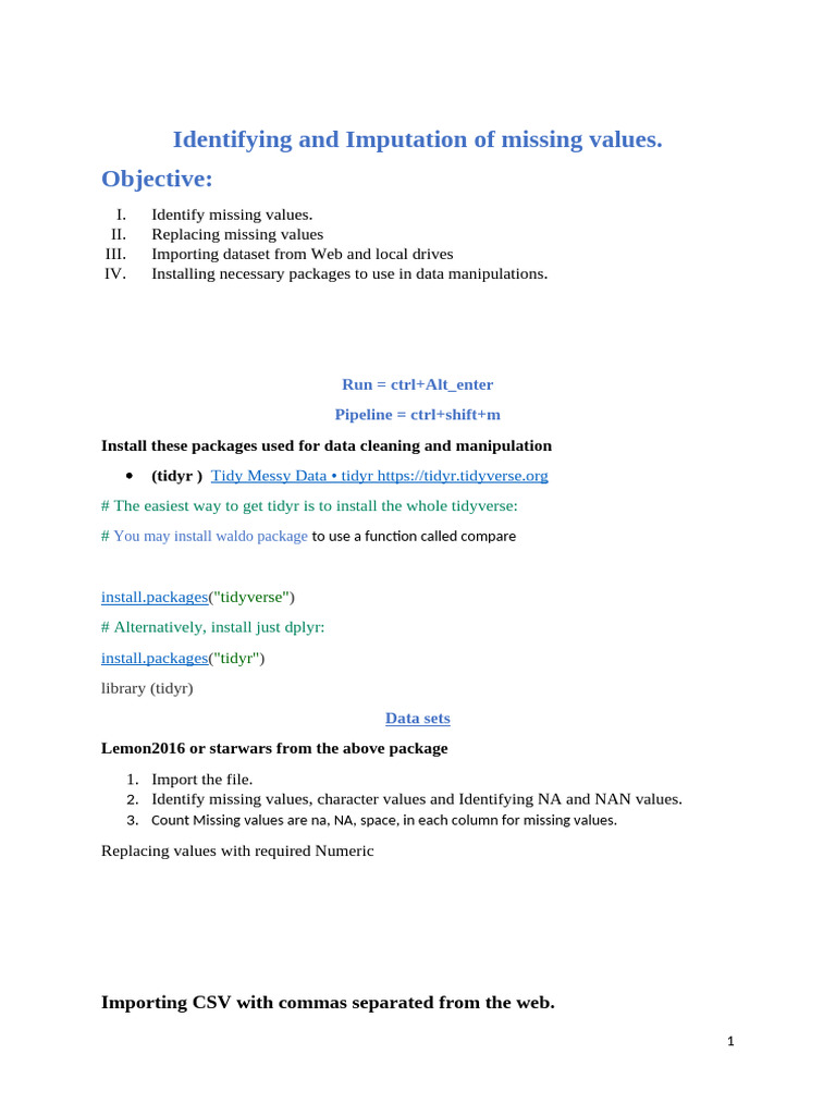 Tutorial-Identifying and Imputation of Missing Values | PDF | Data | Computing