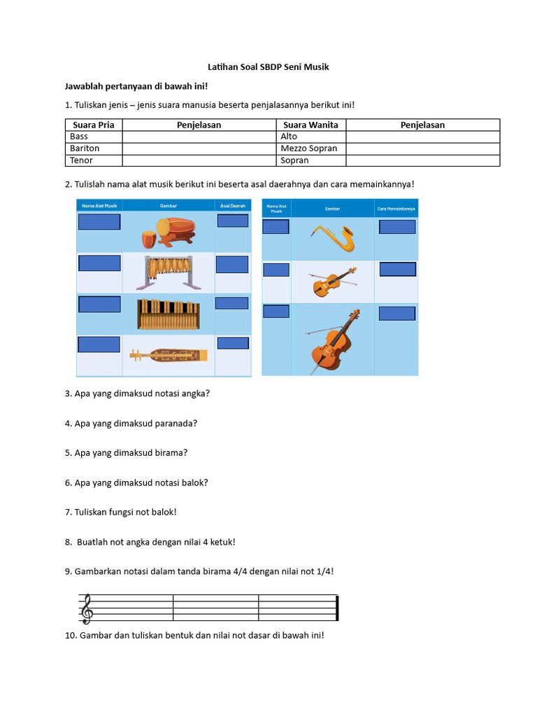 Latihan Soal SBDP Seni Musik | PDF