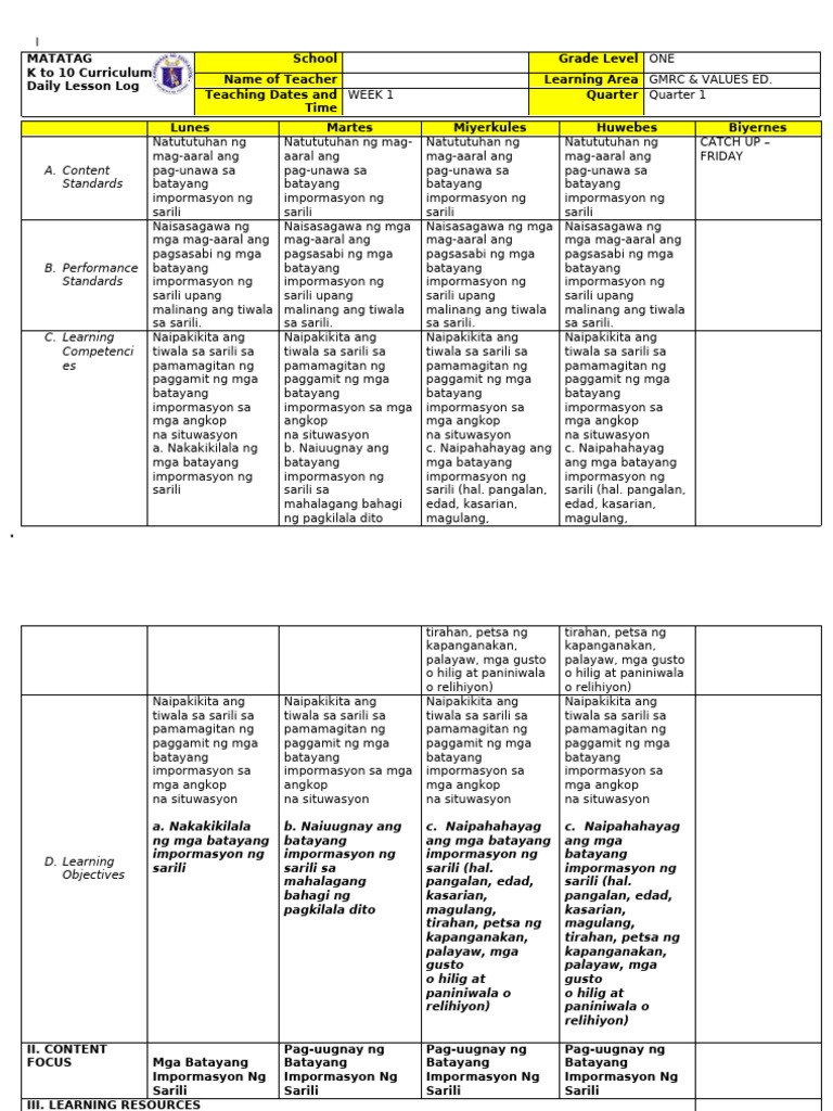 Gmrc&Values Ed. w1 | PDF