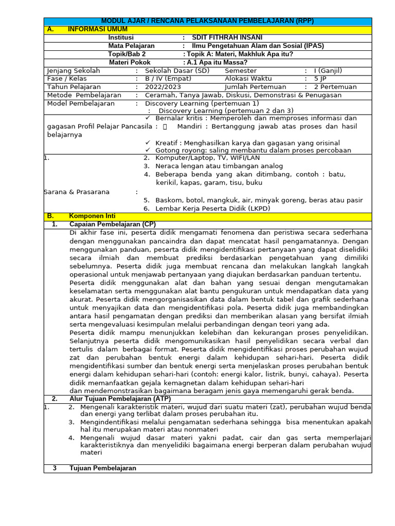 Modul Ajar Ipas Bab 2 Kelas 4 TP 2022 - 2023 | PDF