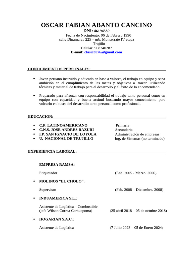 Curriculum Vitae Oscar | PDF