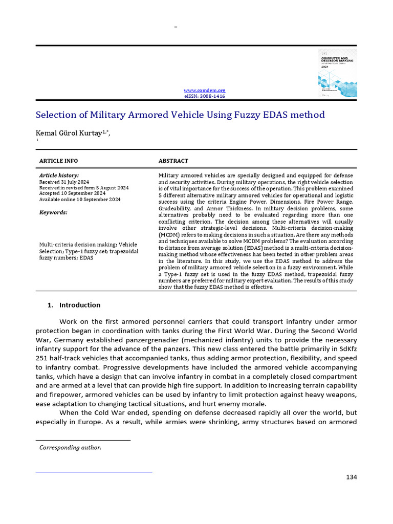 Selection of Military Armored Vehicle Using Fuzzy | PDF | Armoured ...
