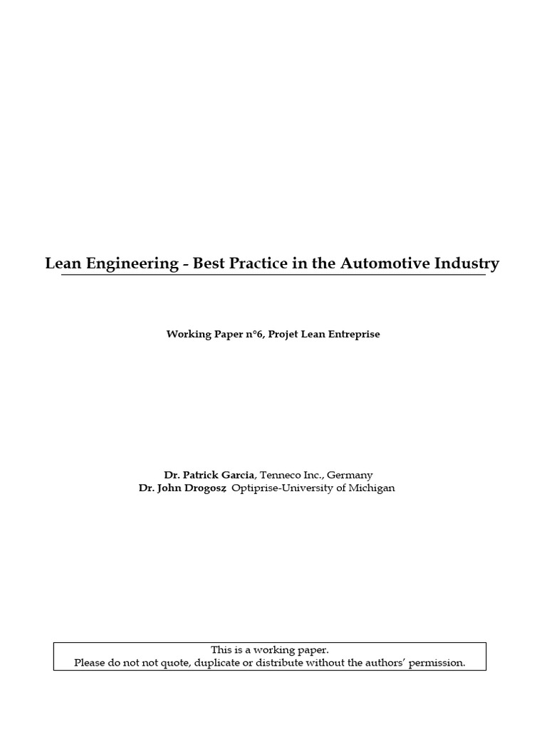 Lean Engineering Best Practice in The Au | PDF | Lean Manufacturing ...
