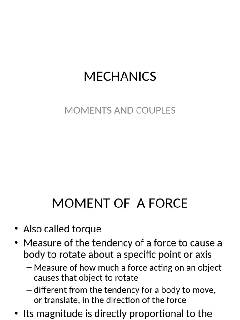 Moments and Couple | PDF | Torque | Lever
