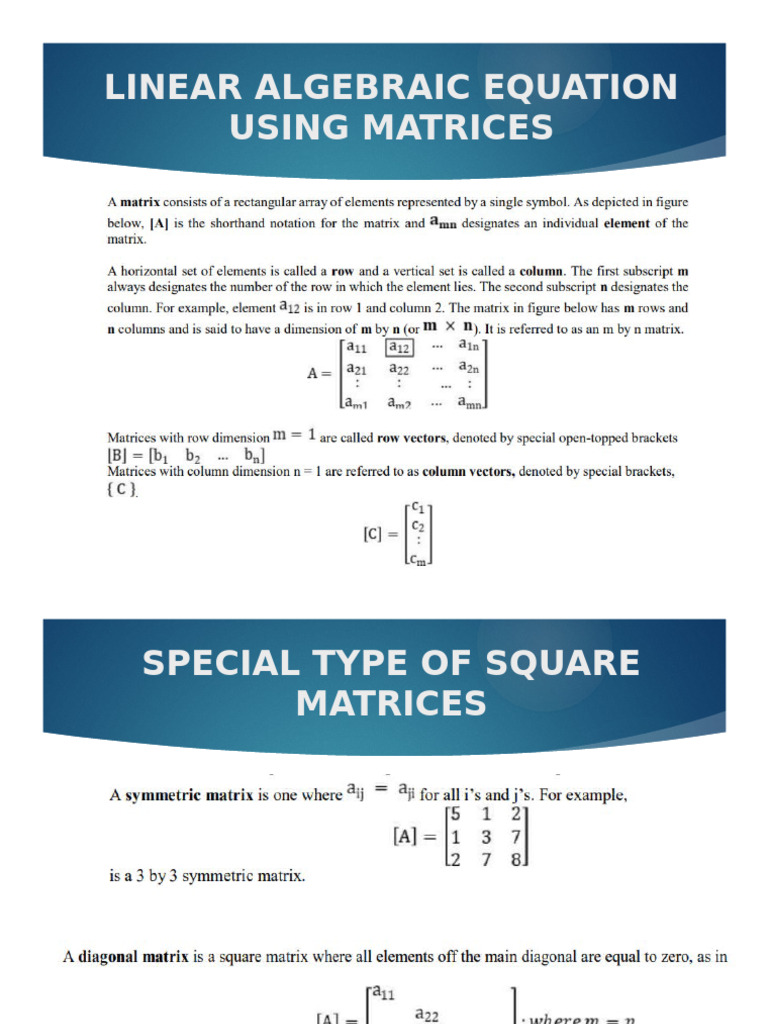 Solving Linear Equations with Matrices | PDF | Matrix (Mathematics ...
