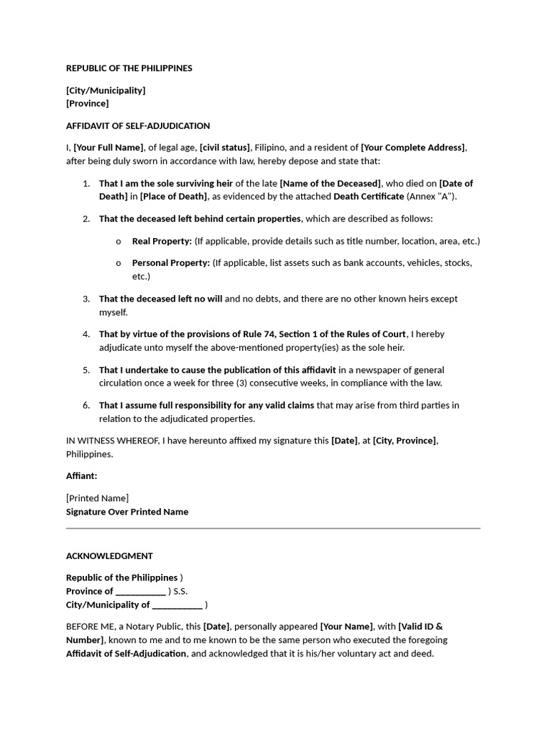 Affidavit of Self-Adjudication | PDF
