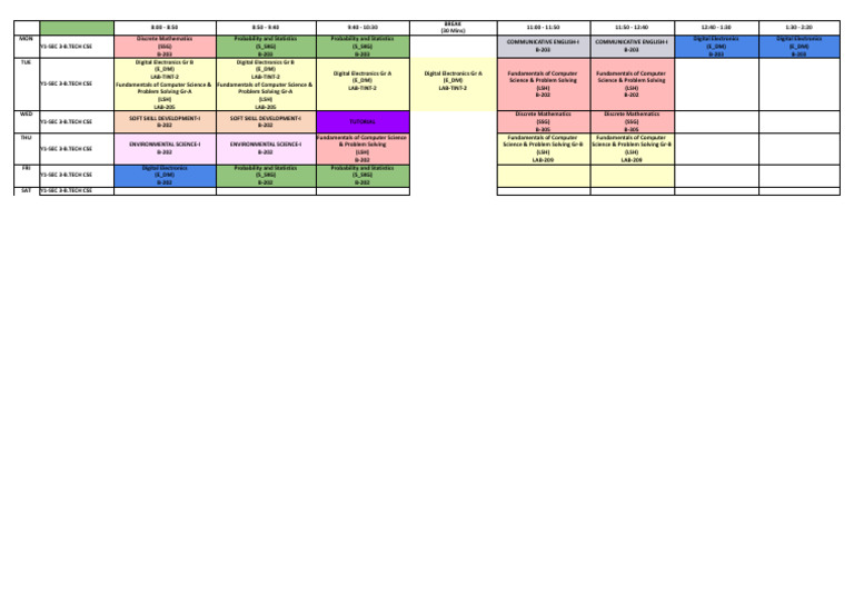 Section C CSE (AIML) Routine | PDF | Computer Science | Applied Mathematics