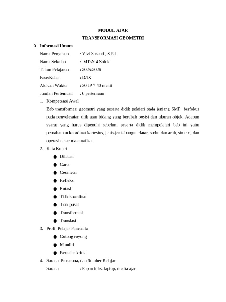 Modul Ajar Bab 2 Transformasi | PDF