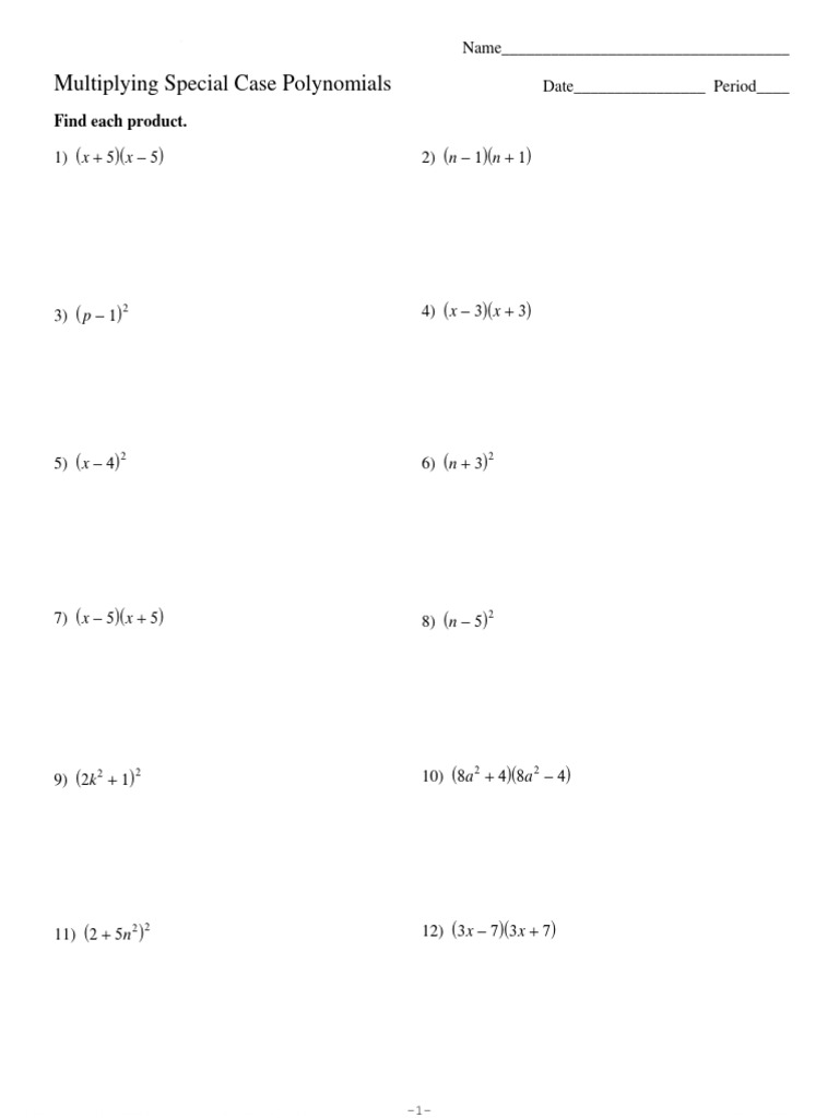 Multiplying Special Cases | PDF | Algebra | Mathematics