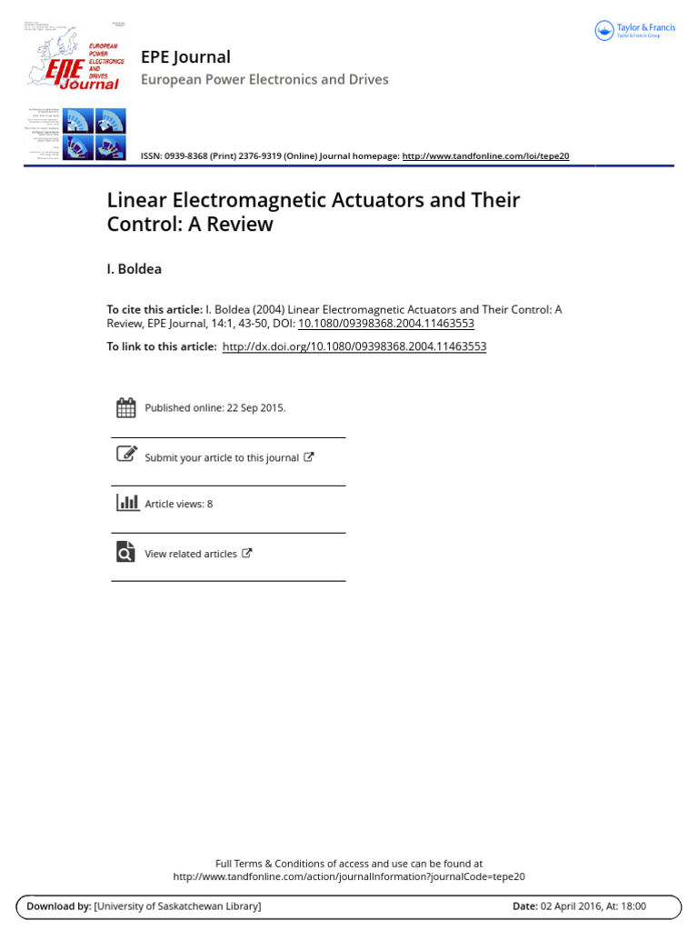 Linear Electromagnetic Actuators and Their Control - A Review | PDF ...