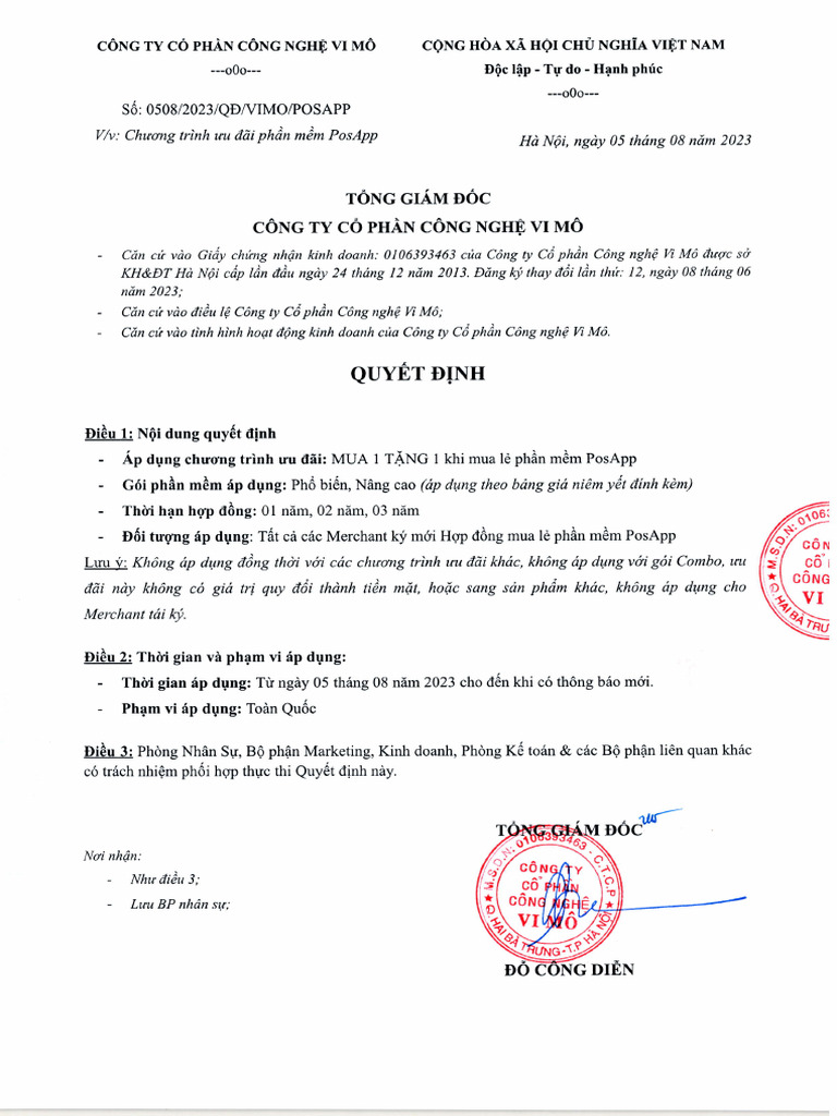 050823-Vimo-qđ Ct Ưu Đãi Posapp | PDF