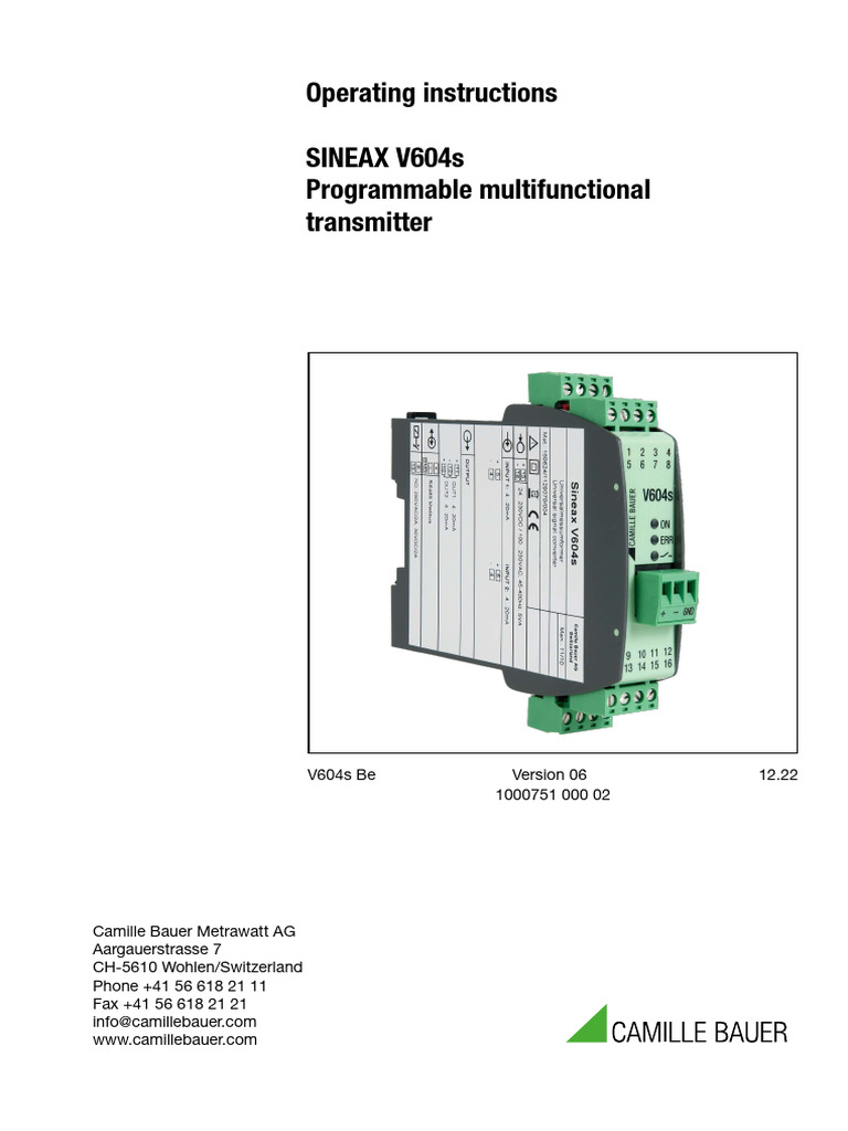 v604s Operating Instructions | PDF | Electricity | Computer Engineering