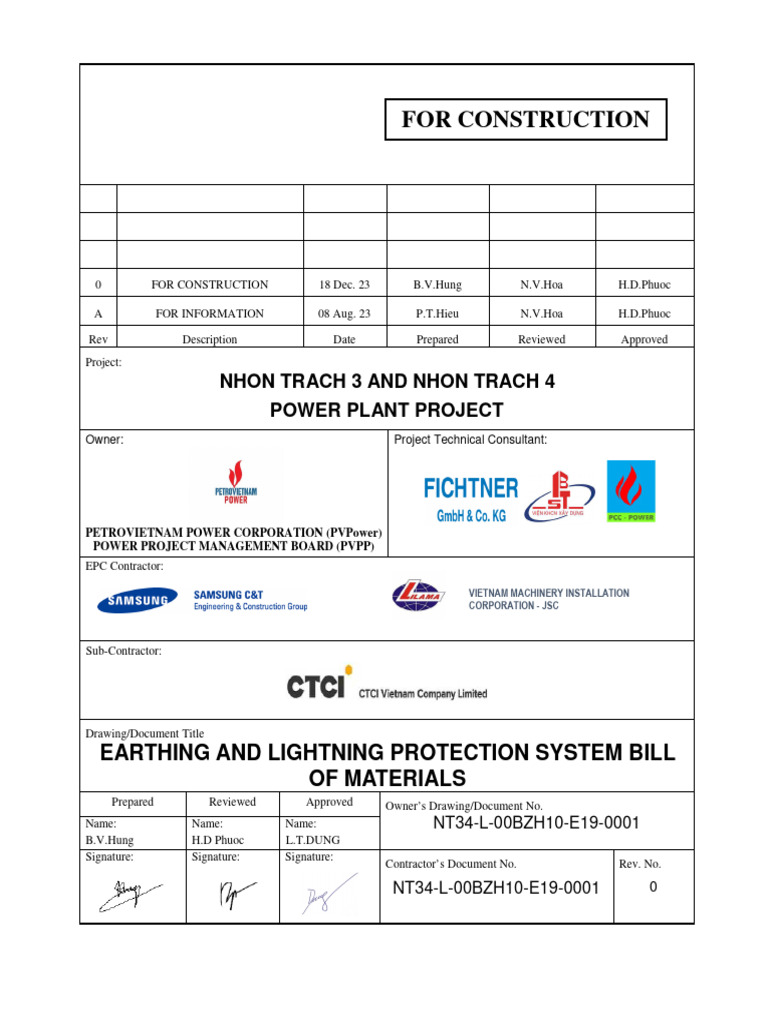 Nt34-L-00bzh10-e19-0001 - r0 - Earthing and Lightning Protection System Bill of Materials | PDF ...