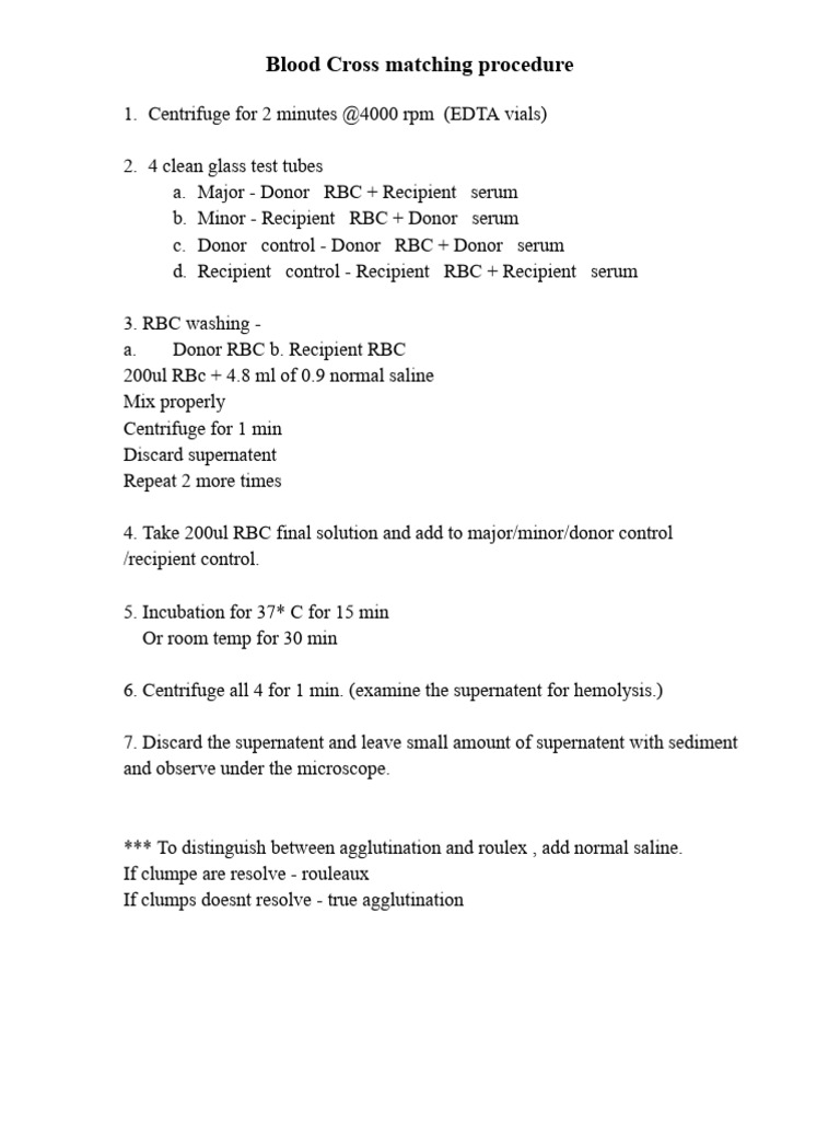 Cross Matching Procedure Sangram | PDF