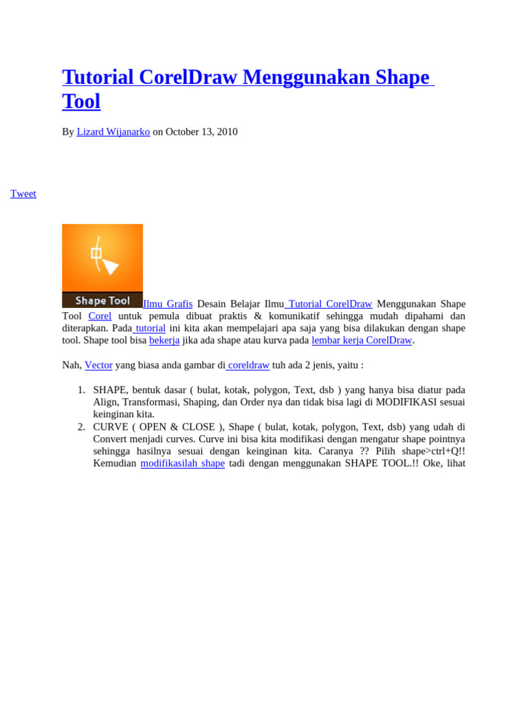 Tutorial CorelDraw Menggunakan Shape Tool | PDF