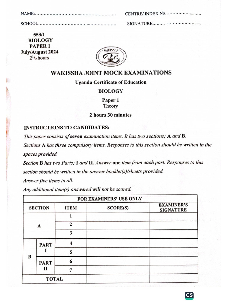 S. 4 Biology Wakisha | PDF