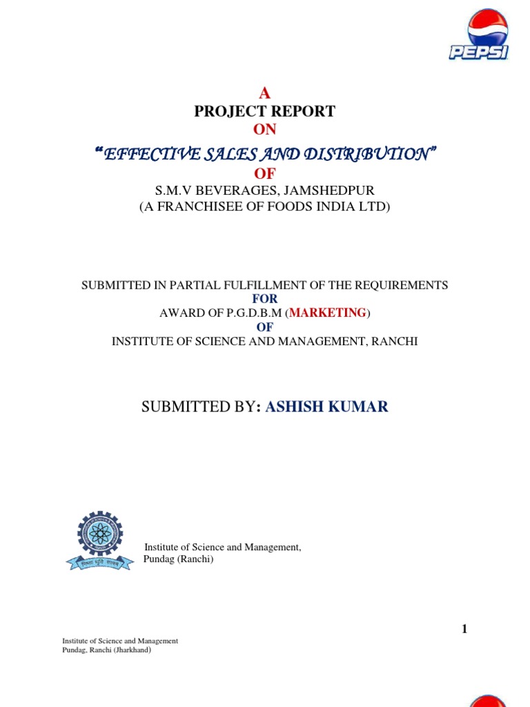 Sip Project (Pepsi) | PDF | Pepsi Co | Pepsi