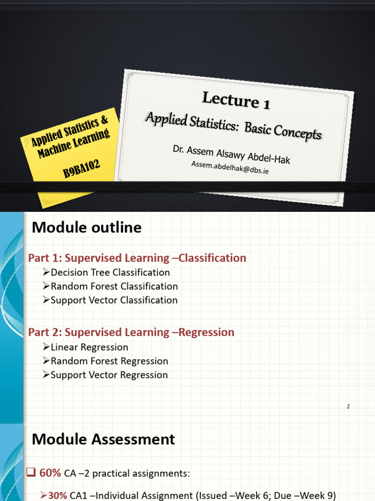 Lecture 1, Applied Statistics Basic Concepts | PDF | Statistics | Statistical Analysis