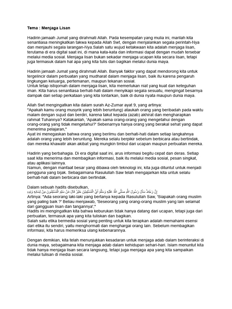 Pentingnya Menjaga Lisan di Era Digital | PDF