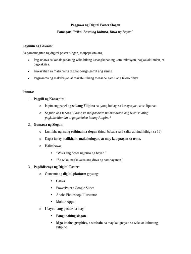 Paggawa NG Digital Poster Slogan | PDF