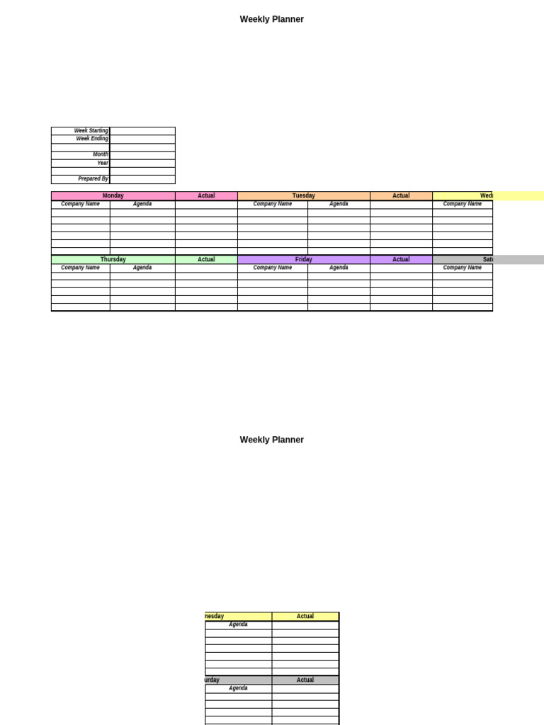 Weekly Planner Template | PDF