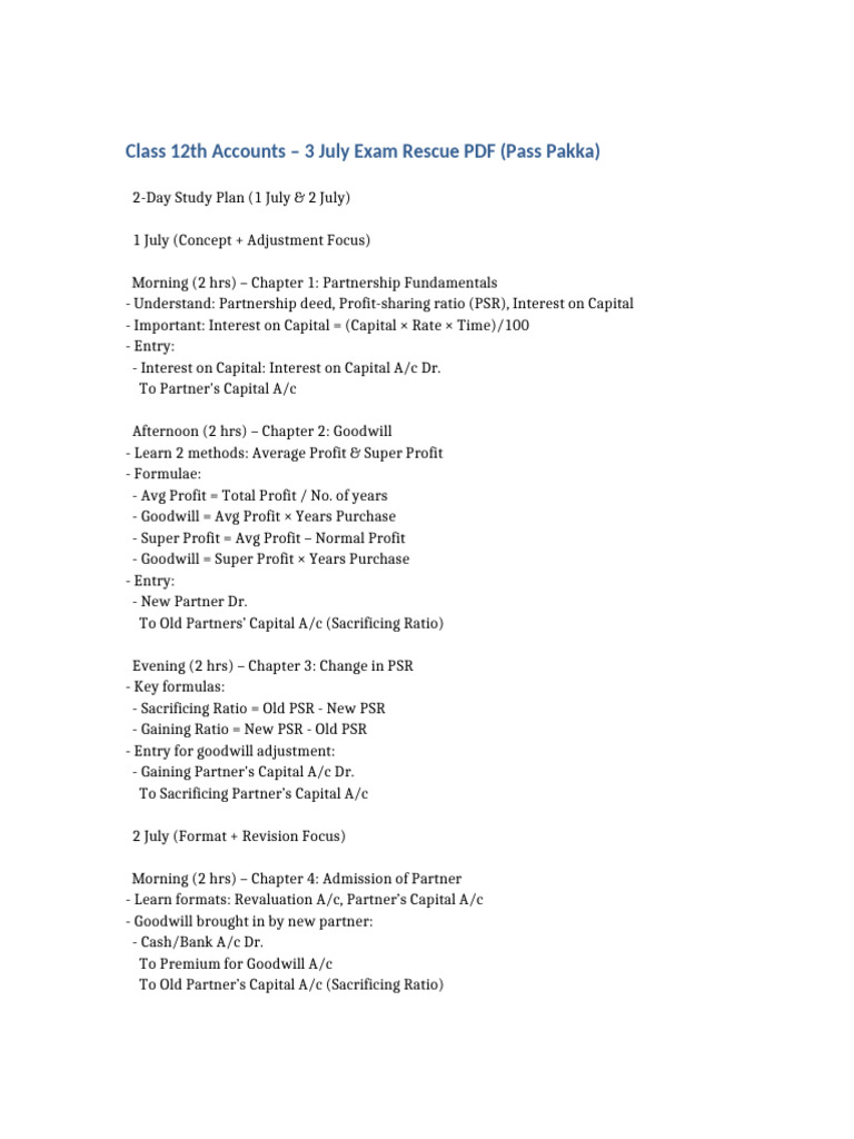 Accounts Pass Rescue Plan | PDF