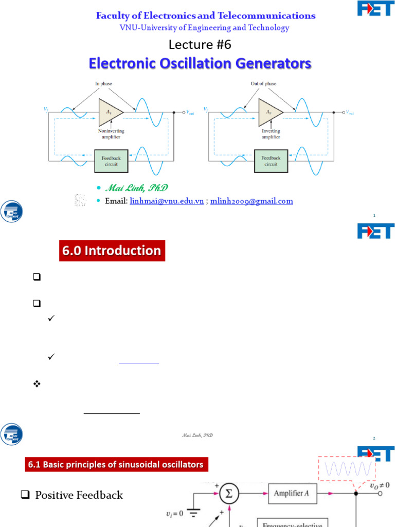 Lecture 6 - Signal Generators | PDF | Electronic Oscillator | Amplifier