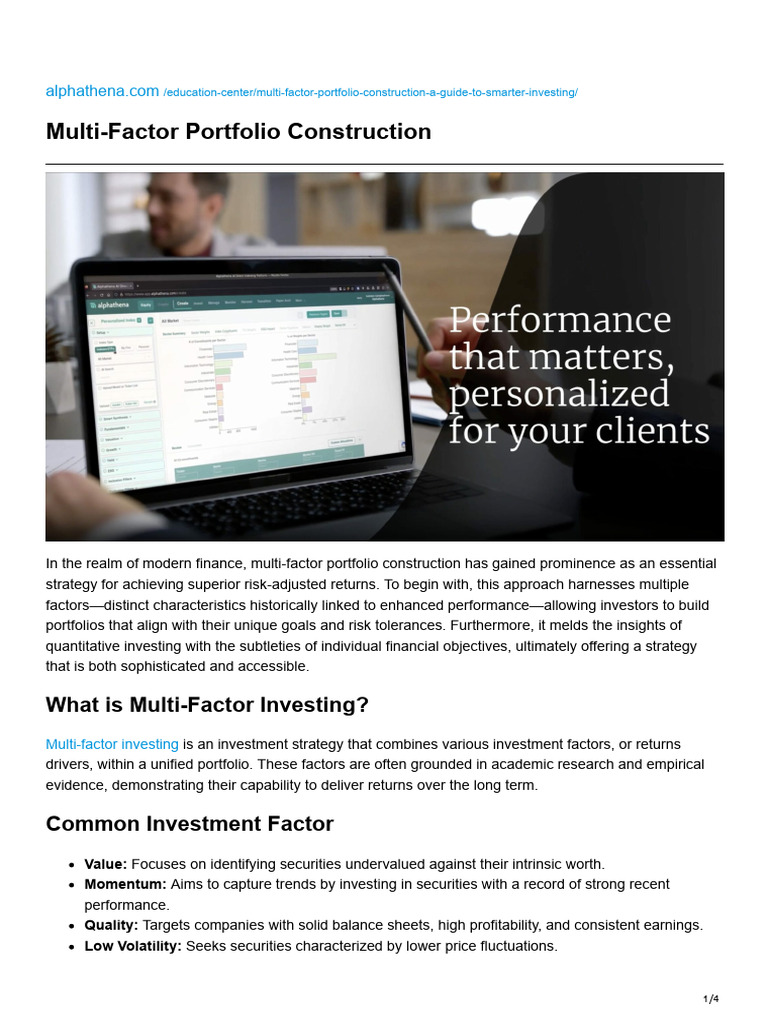 Multi Factor Portfolio Construction | PDF | Investing | Diversification (Finance)