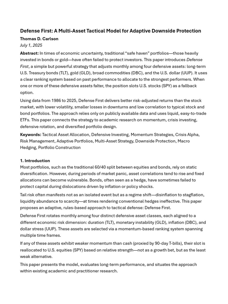 Defense First - A Multi-Asset Tactical Model For Adaptive Downside ...