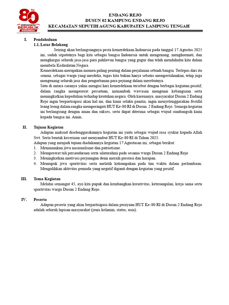 Proposal Agustus 2025,,, | PDF