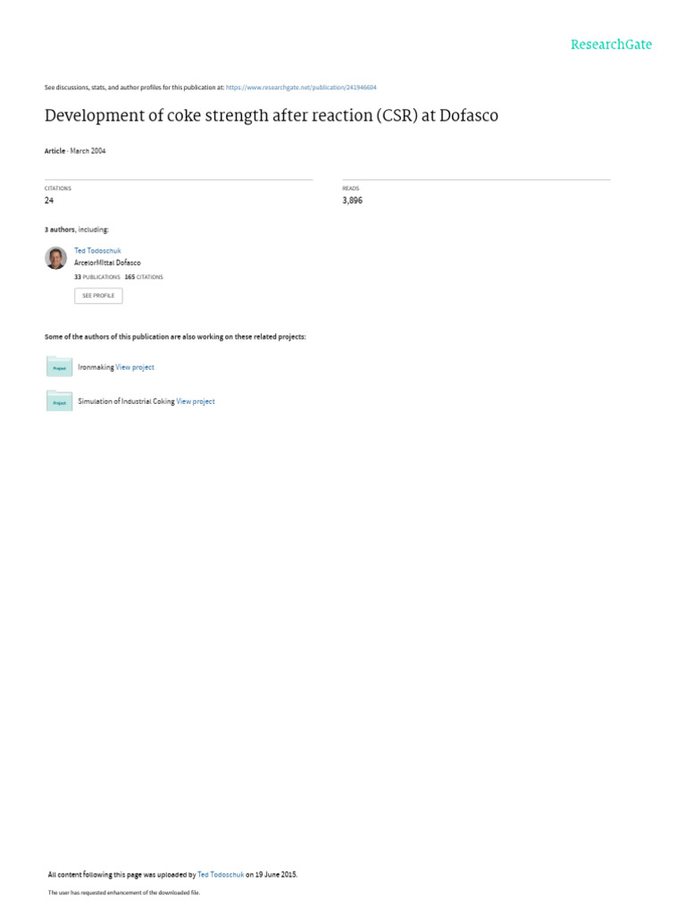 Coke Strength After Reaction at Do Fasco | PDF | Coke (Fuel) | Coal