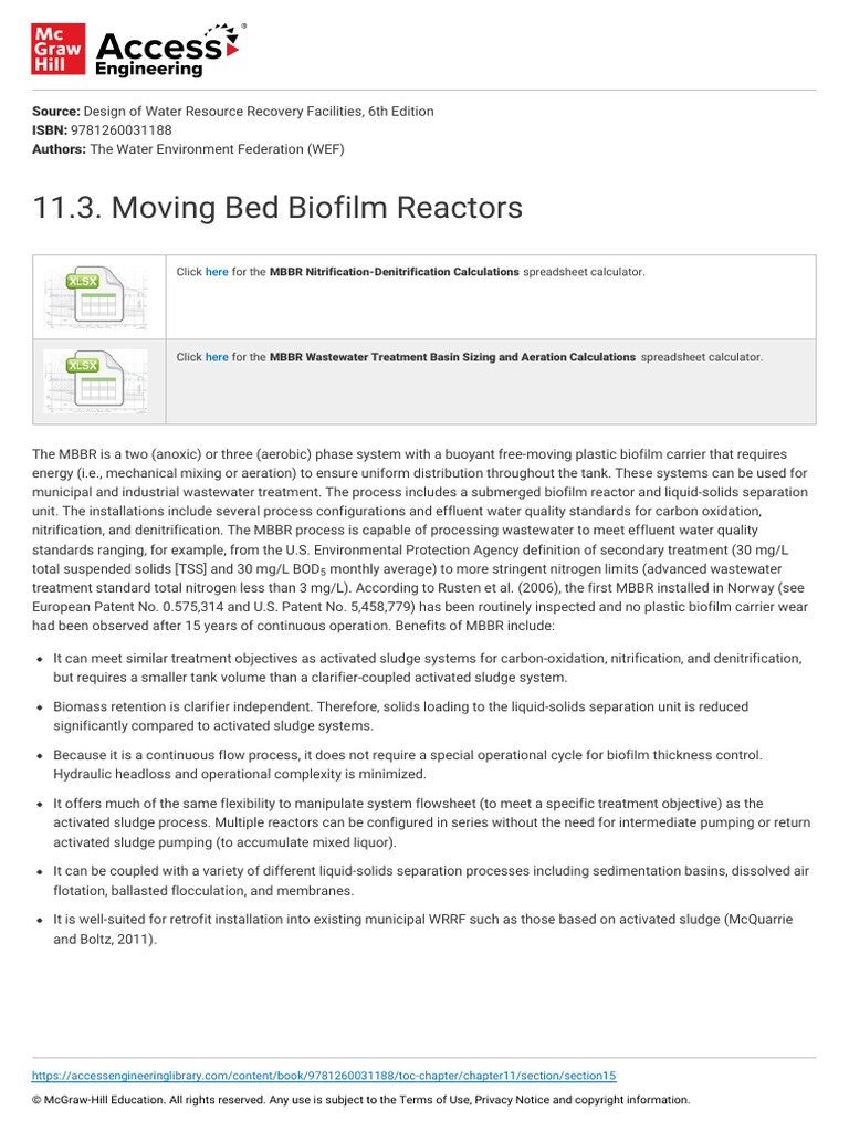 Moving Bed Biofilm Reactors | PDF | Sewage Treatment | Environmental Engineering