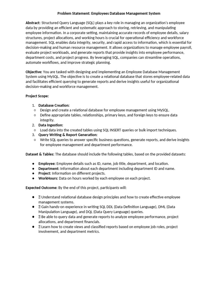 Employee Database Management System Guide | PDF | Databases | Sql