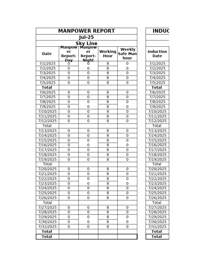 Manpower Tracker - Skyline Electricals | PDF