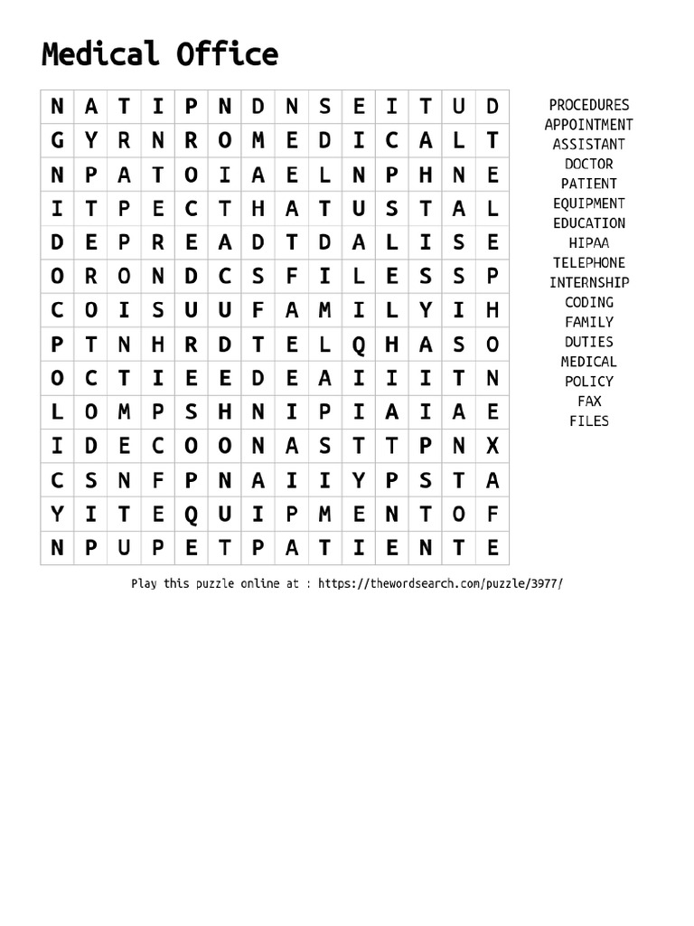 Thewordsearch Com Medical Office 3977 | PDF