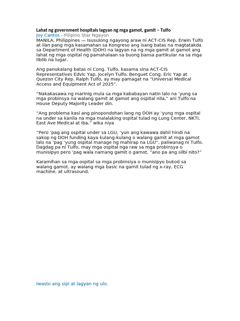 Copyreading Filipino Exercise 29 | PDF