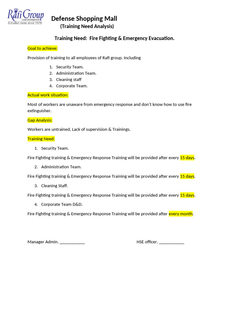 Training Need Analysis | PDF