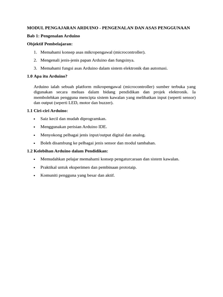 Bab 1 Modul Pengajaran Arduino | PDF