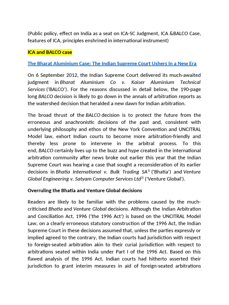 4a, D International Commercial Arbitration, Enforcement of Foreign Award and Jurisdictional ...