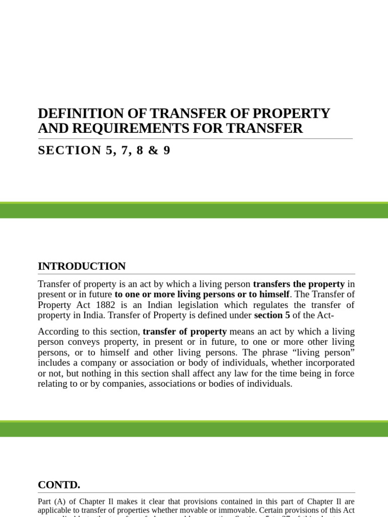 Definition of Transfer of Property | PDF | Property | Eviction
