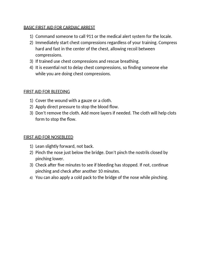 Basic First Aid For Cardiac Arrest | PDF